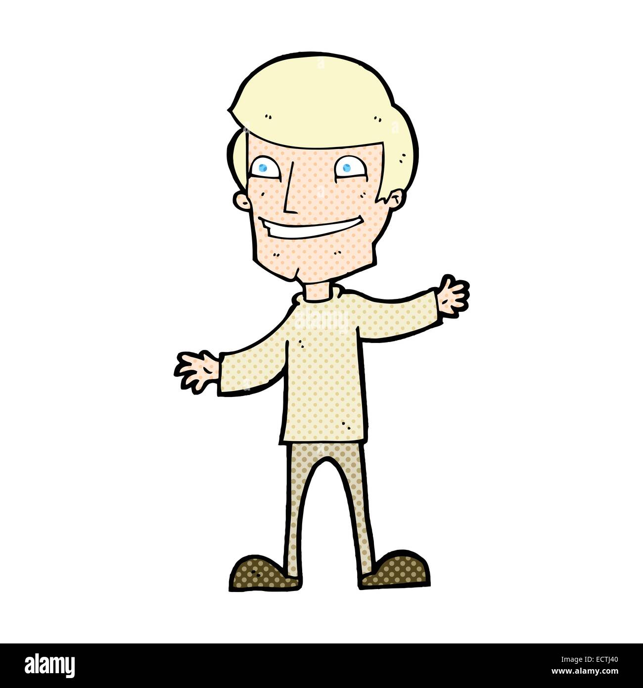 retro comic book style cartoon grinning man Stock Vector Image & Art ...