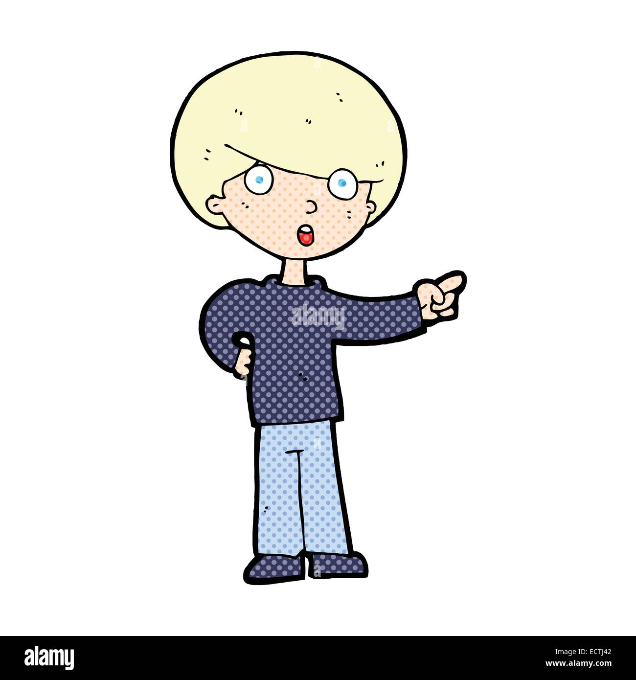 retro comic book style cartoon pointing boy Stock Vector Image & Art ...