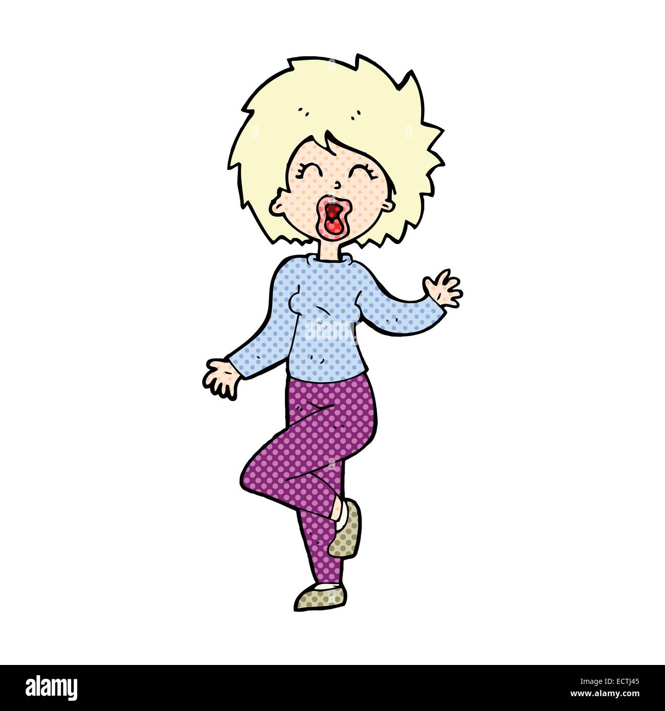 retro comic book style cartoon woman dancing Stock Vector Image & Art ...