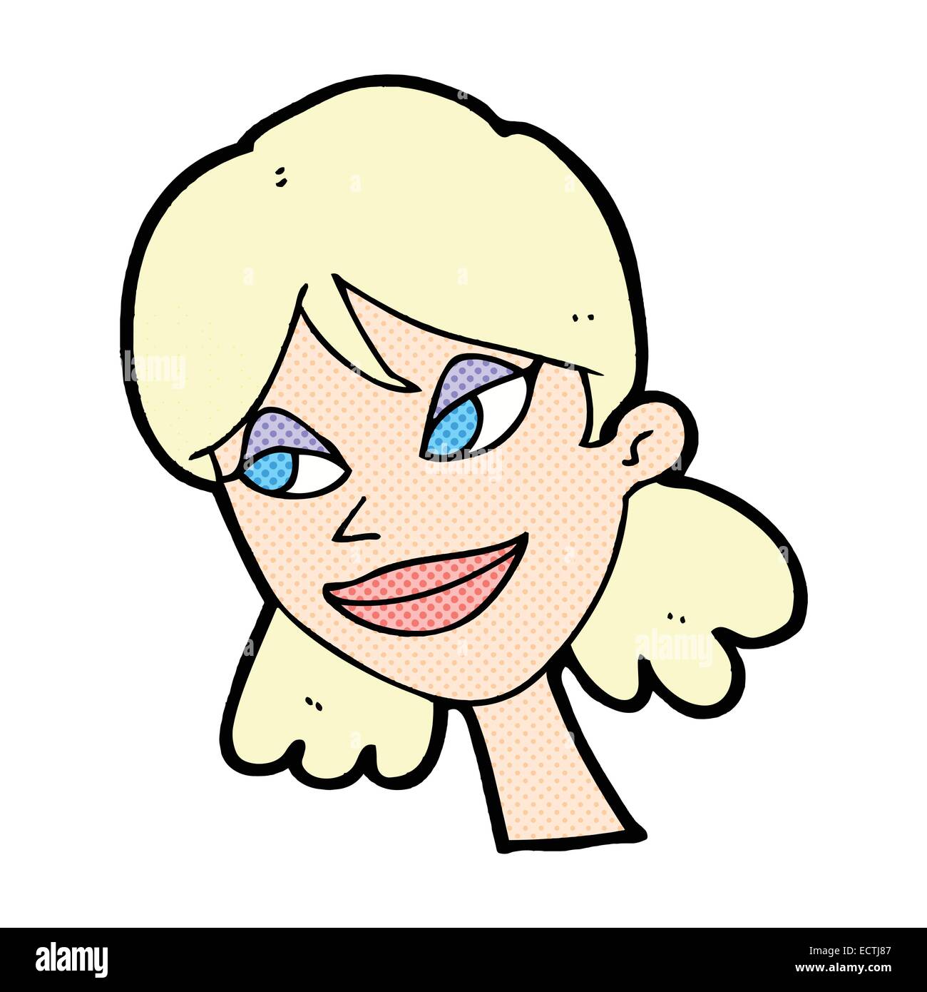 retro comic book style cartoon happy female face Stock Vector Image ...