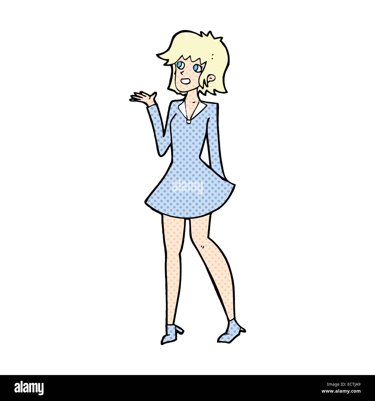 retro comic book style cartoon pretty woman in dress Stock Vector Image ...