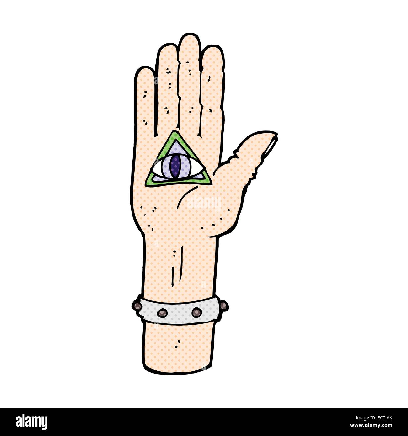 retro comic book style cartoon spooky hand symbol Stock Vector Image ...