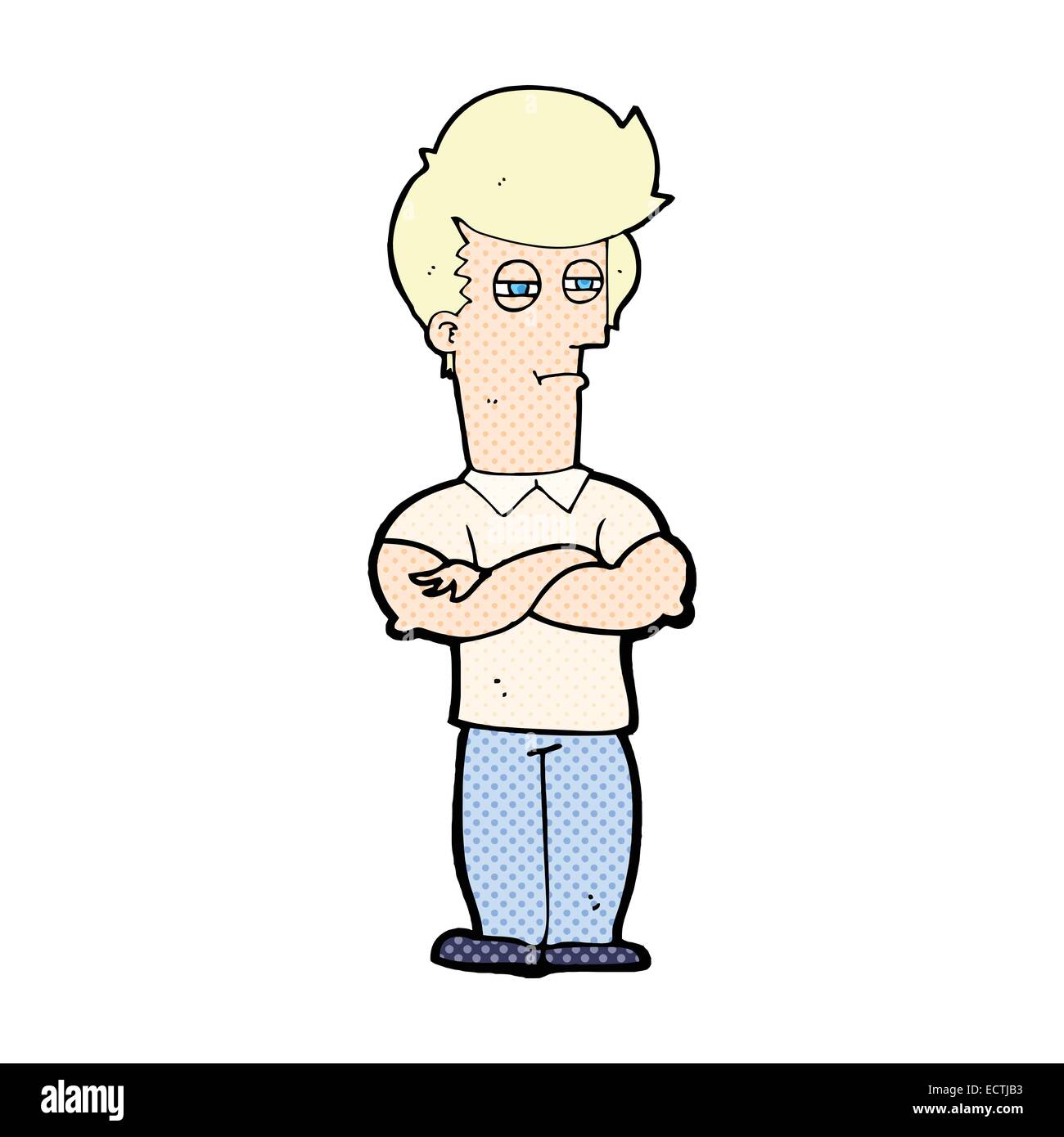 retro comic book style cartoon man with folded arms Stock Vector Image ...