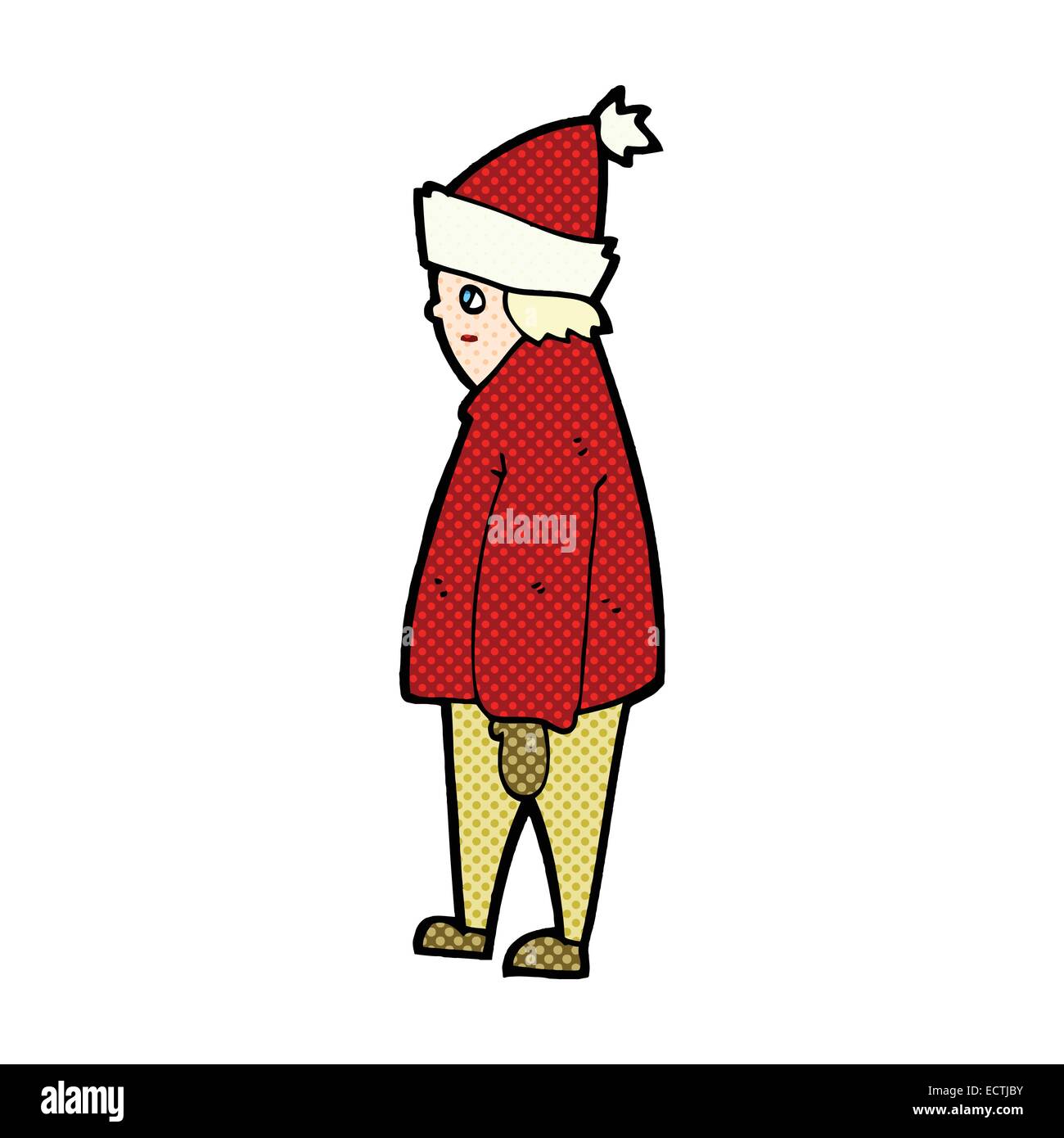 retro comic book style cartoon person in winter clothes Stock Vector ...