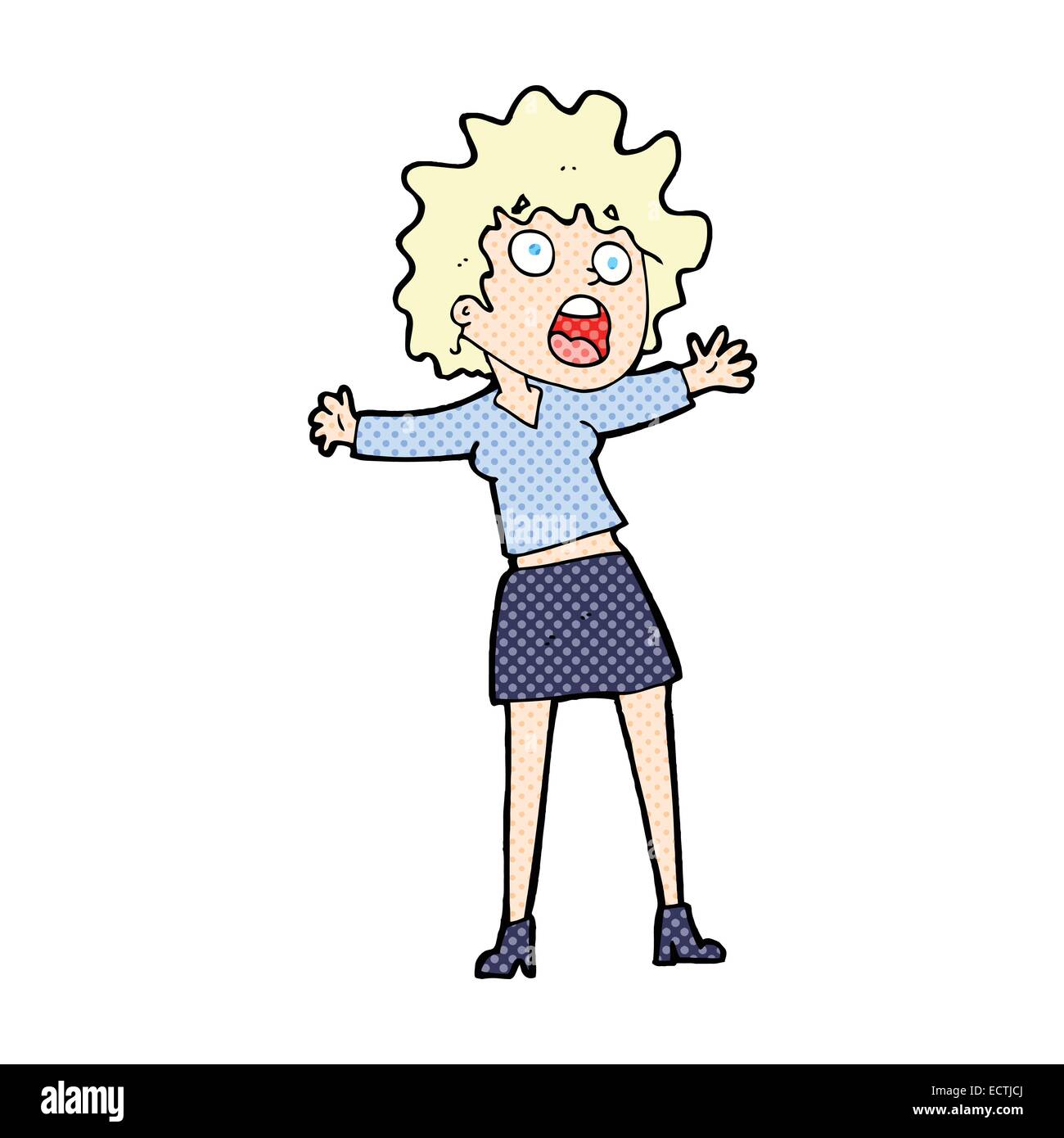 retro comic book style cartoon frightened woman Stock Vector Image ...