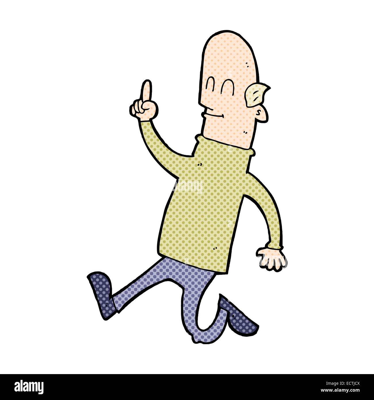 retro comic book style cartoon bald man with idea Stock Vector Image ...