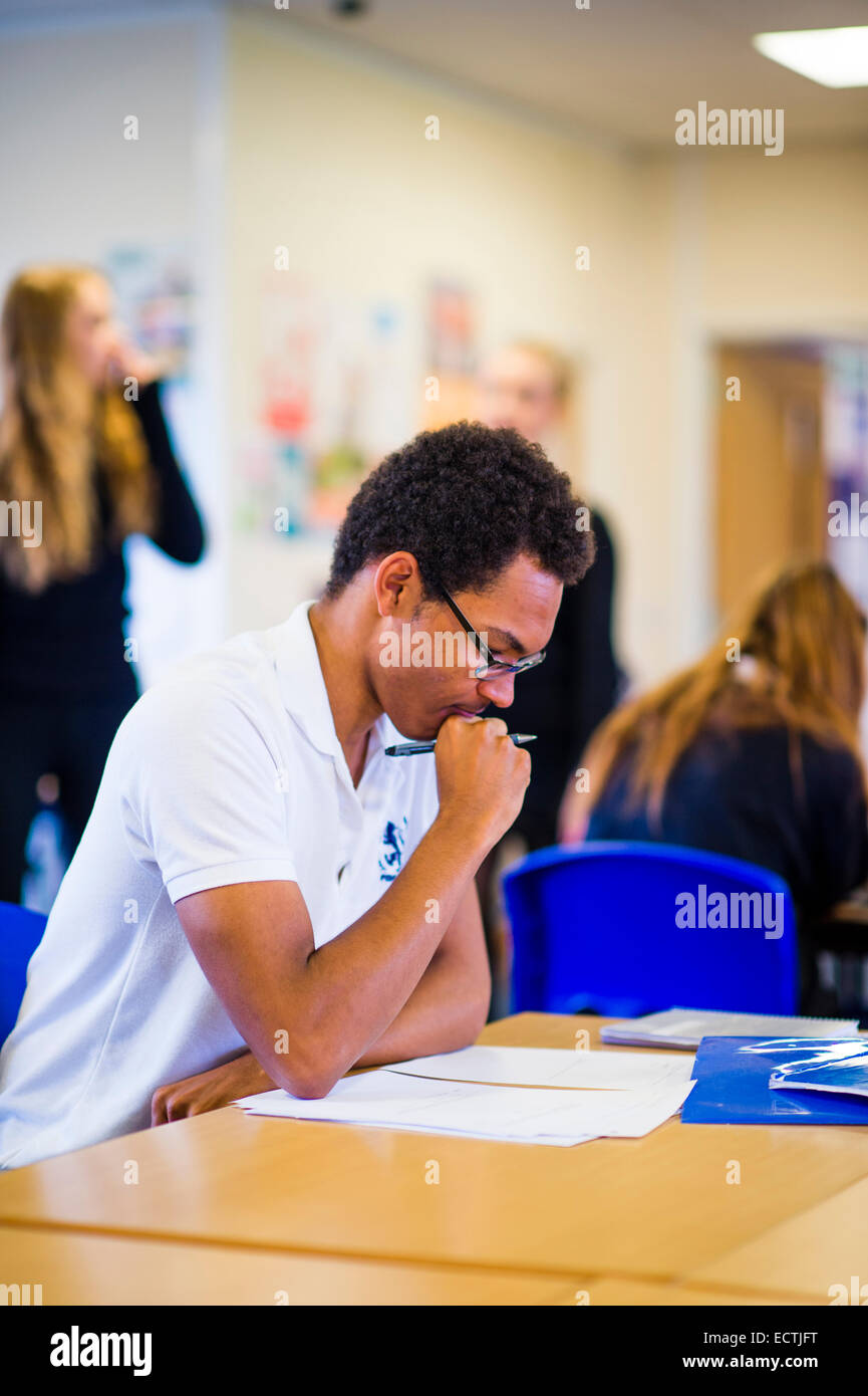 Secondary school education Wales UK: a level 6th form Year 13 male boy ...