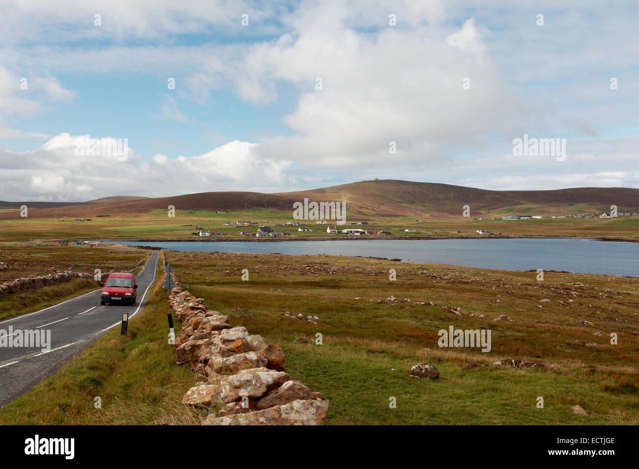 The village of Haroldswick on Unst, Shetland looking towards the former ...