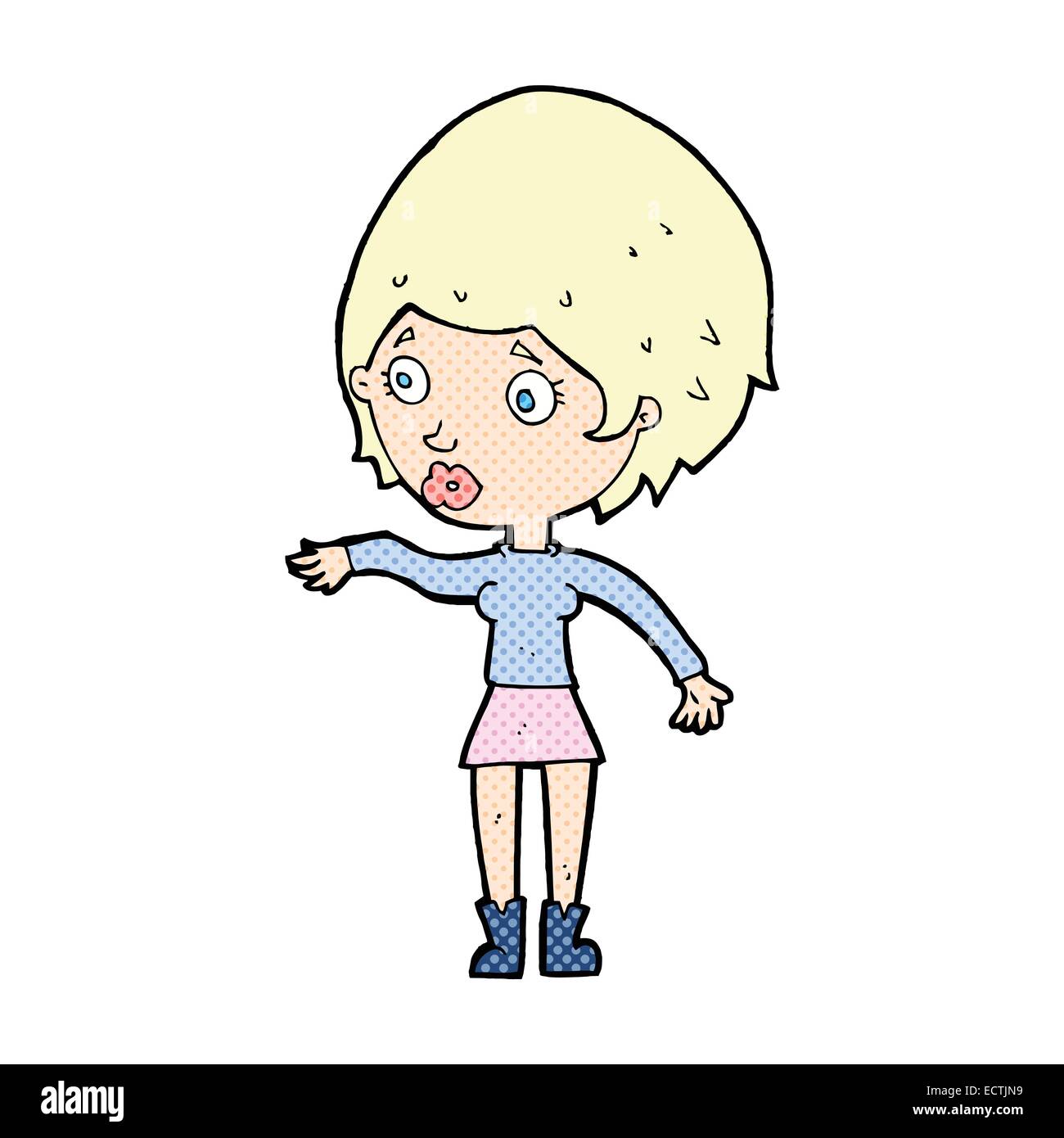 retro comic book style cartoon concerned woman reaching out Stock ...