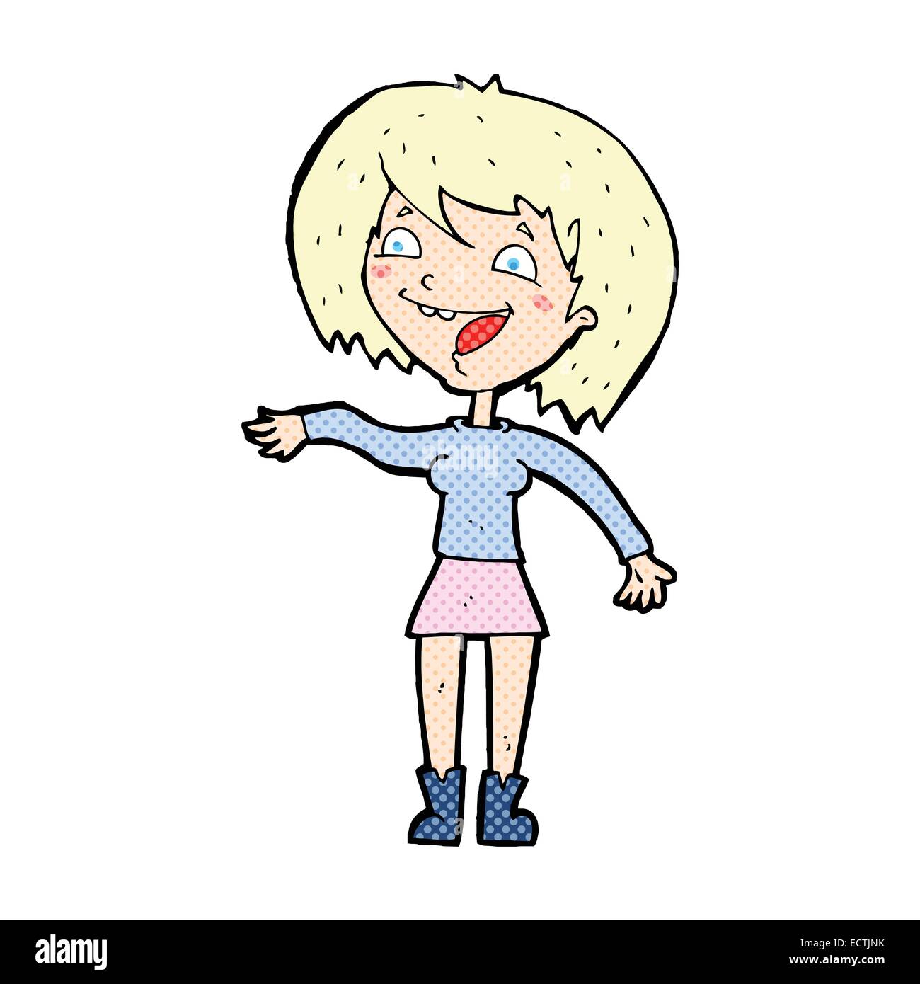 retro comic book style cartoon waving woman Stock Vector Image & Art ...