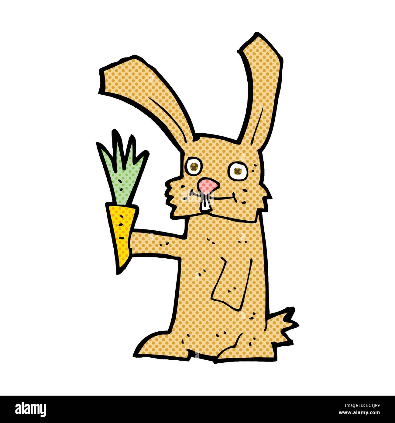retro comic book style cartoon rabbit with carrot Stock Vector Image ...