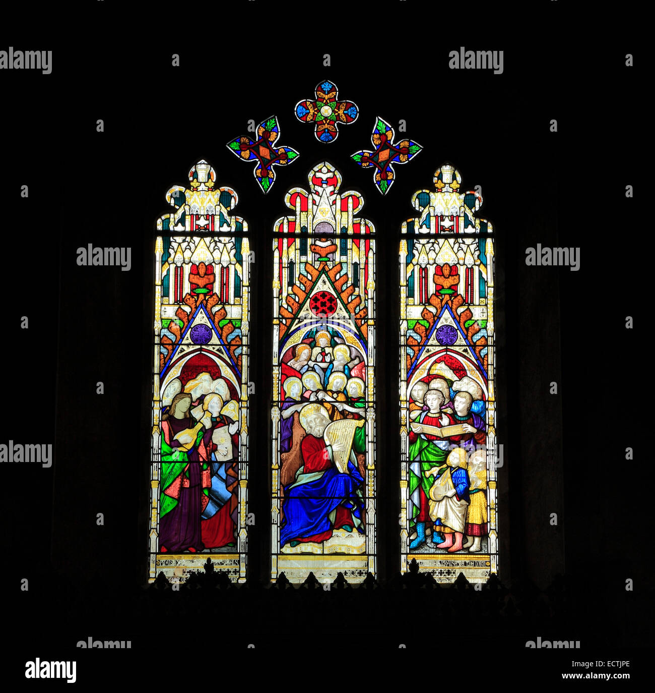 Stained glass window, King David with harp and Minstrels, by Frederick ...