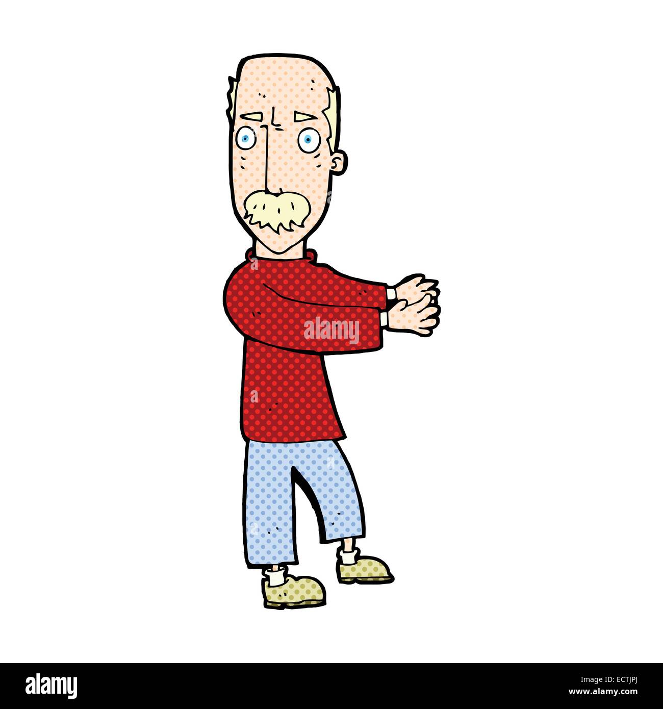retro comic book style cartoon balding man explaining Stock Vector ...