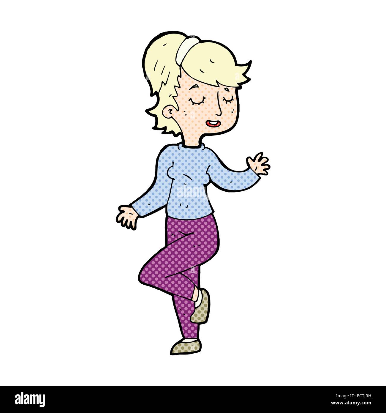 retro comic book style cartoon dancing woman Stock Vector Image & Art ...