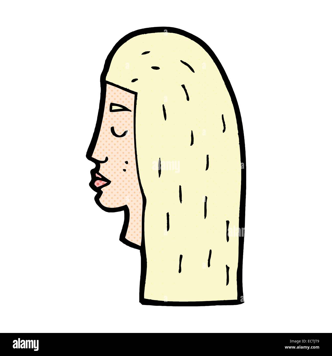 retro comic book style cartoon female face profile Stock Vector Image ...
