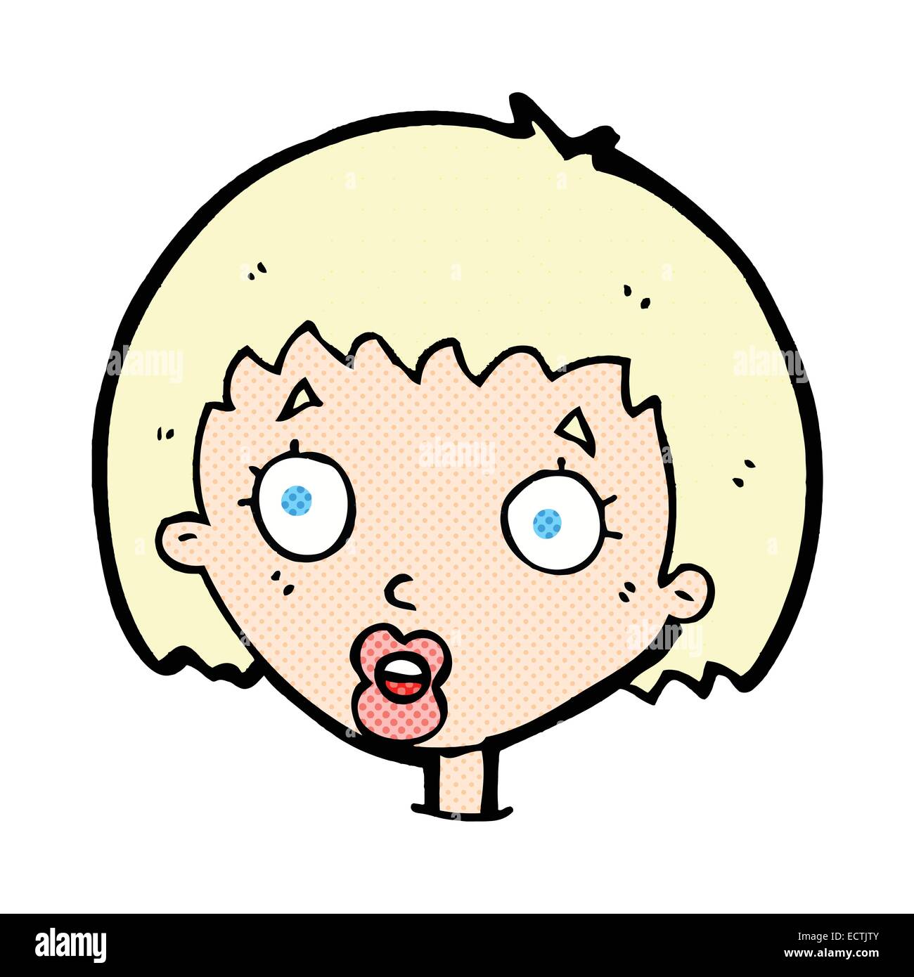 retro comic book style cartoon surprised female face Stock Vector Image ...