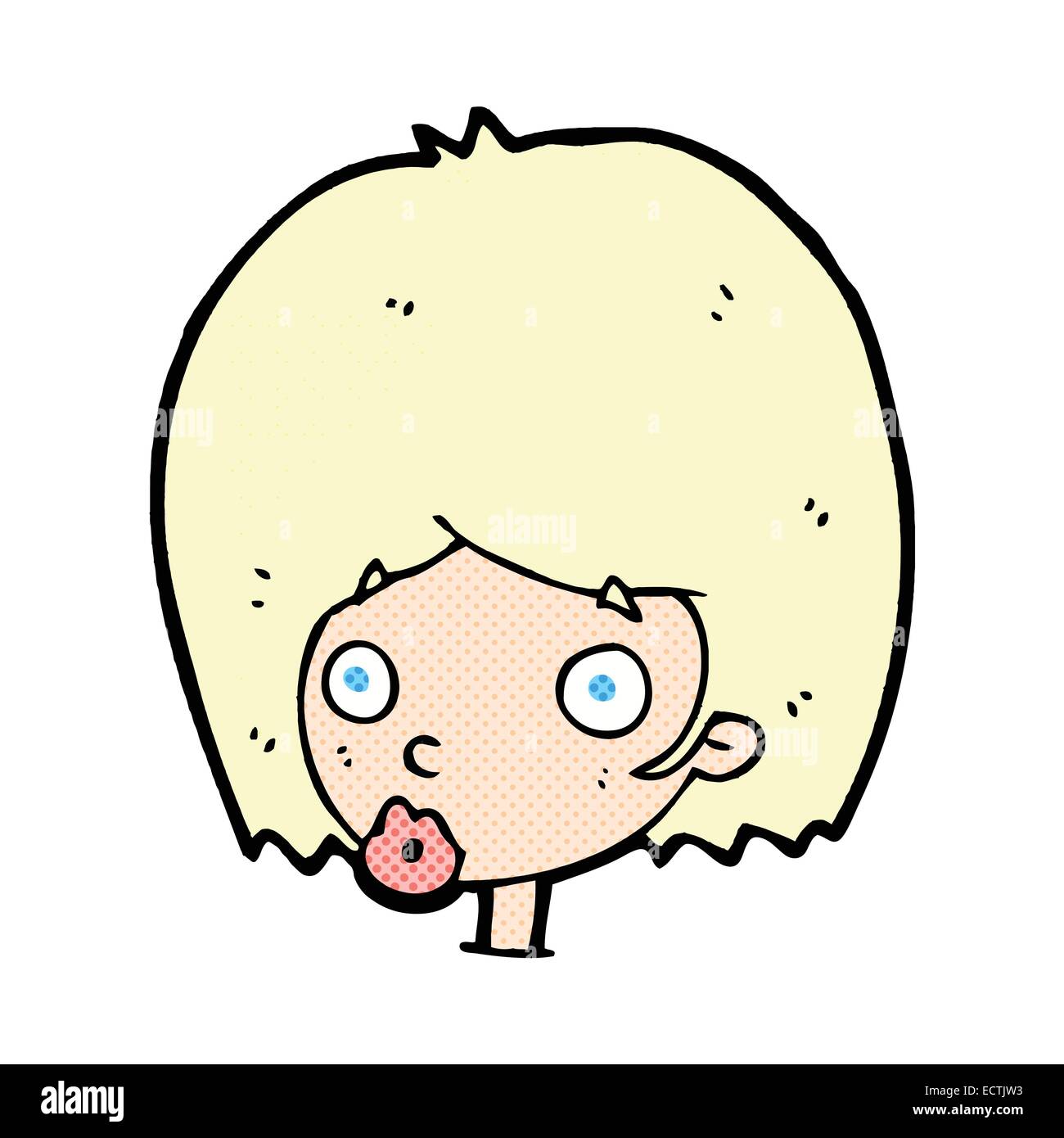 retro comic book style cartoon surprised female face Stock Vector Image ...