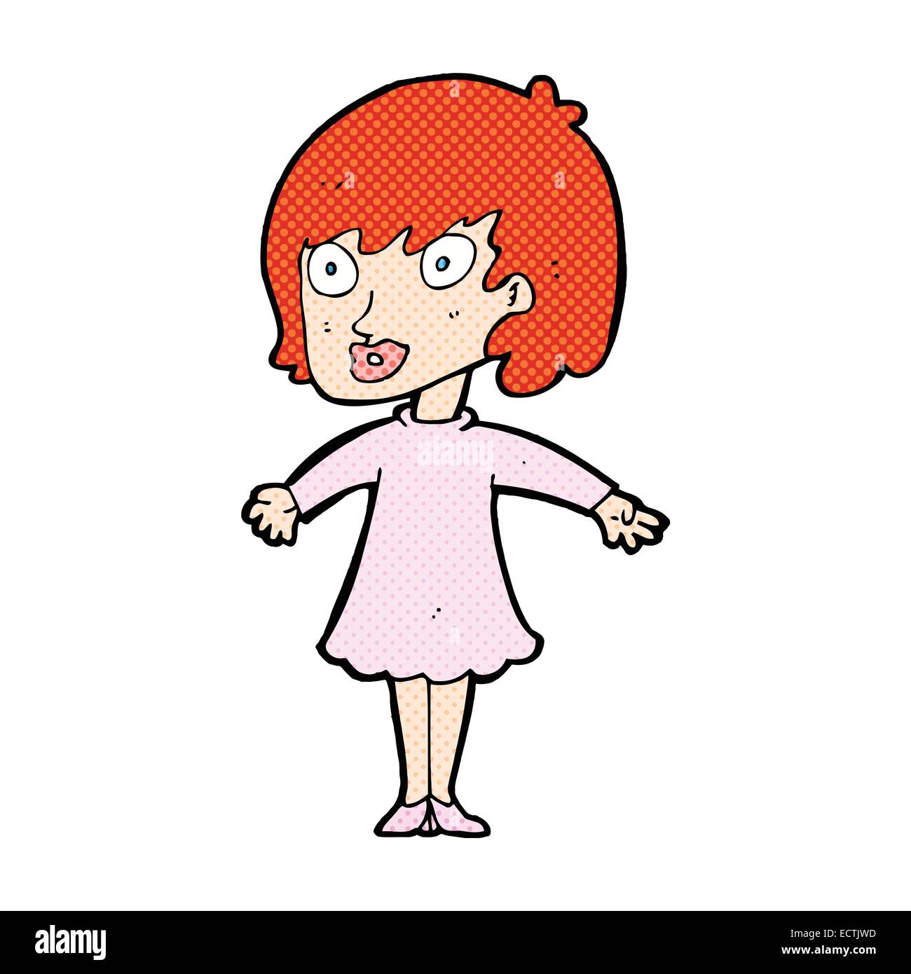 retro comic book style cartoon woman wearing dress Stock Vector Image ...