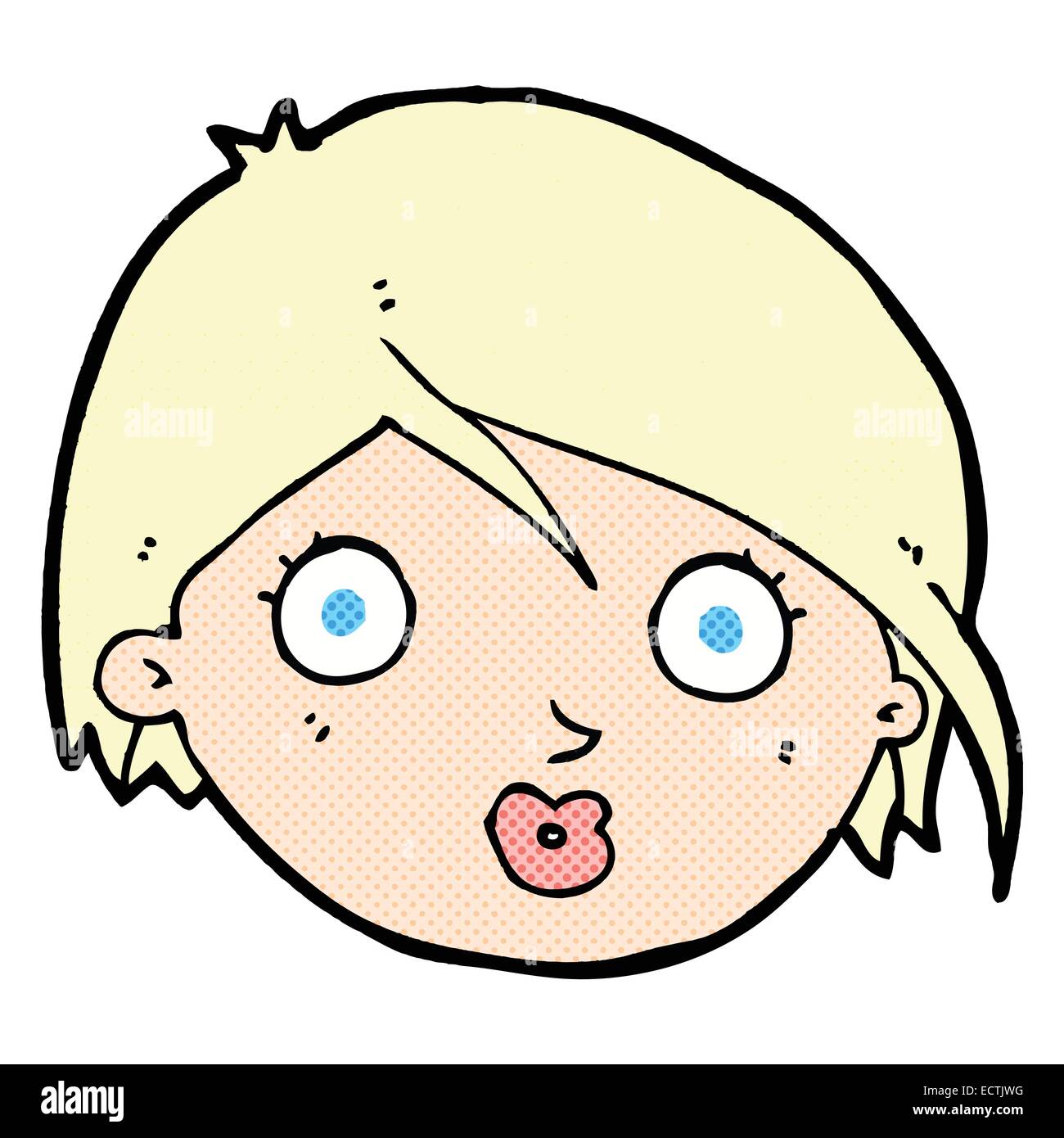 retro comic book style cartoon surprised female face Stock Vector Image ...