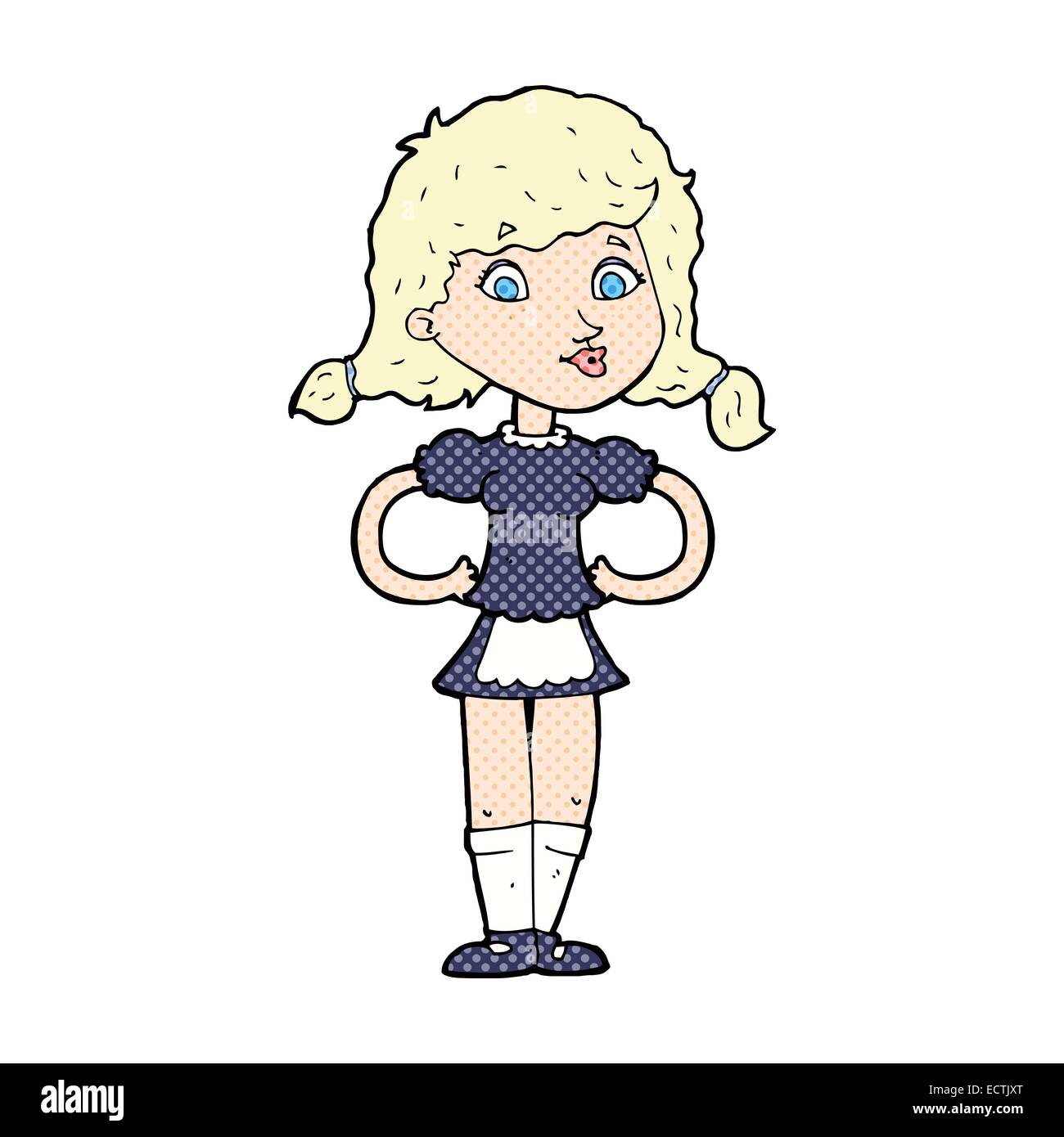 retro comic book style cartoon happy waitress woman Stock Vector Image ...