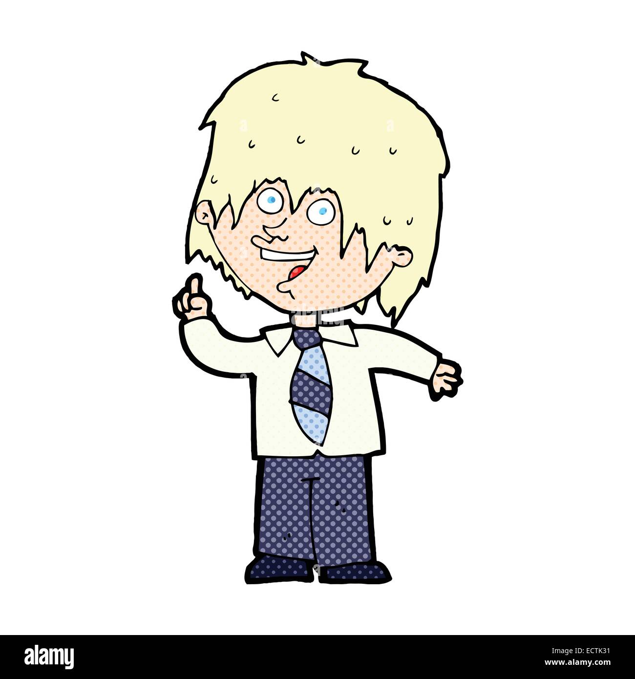 retro comic book style cartoon school boy with idea Stock Vector Image ...