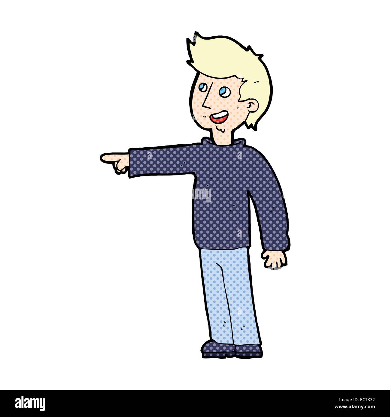 retro comic book style cartoon happy man pointing and laughing Stock ...