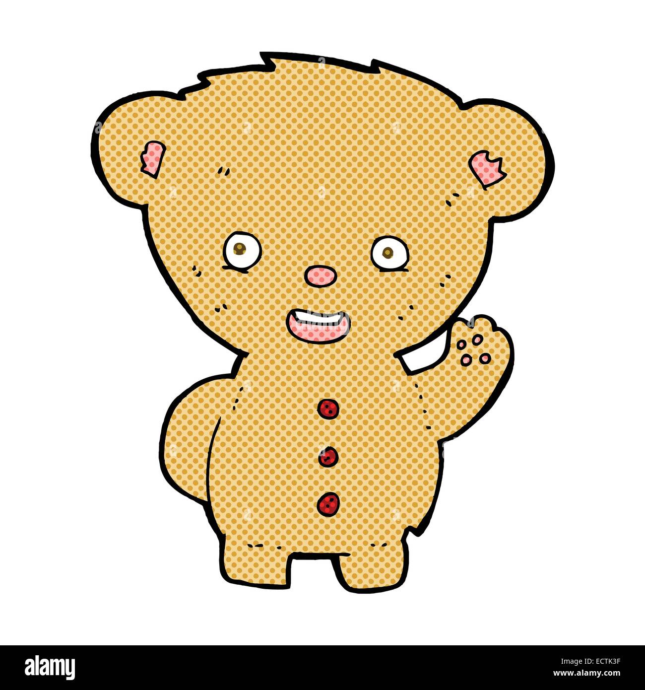 retro comic book style cartoon teddy bear waving Stock Vector Image ...