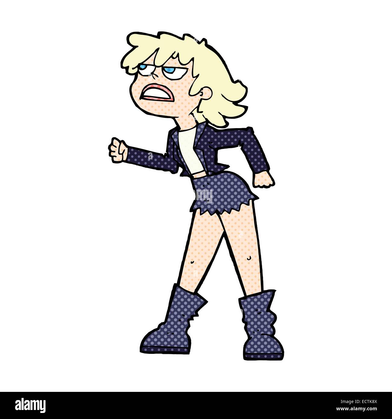 retro comic book style cartoon angry biker girl Stock Vector Image ...