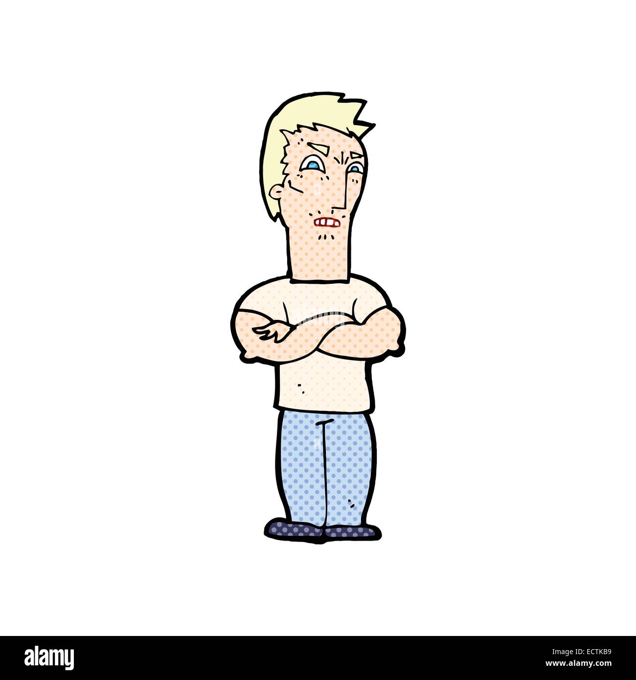 retro comic book style cartoon annoyed man with folded arms Stock ...