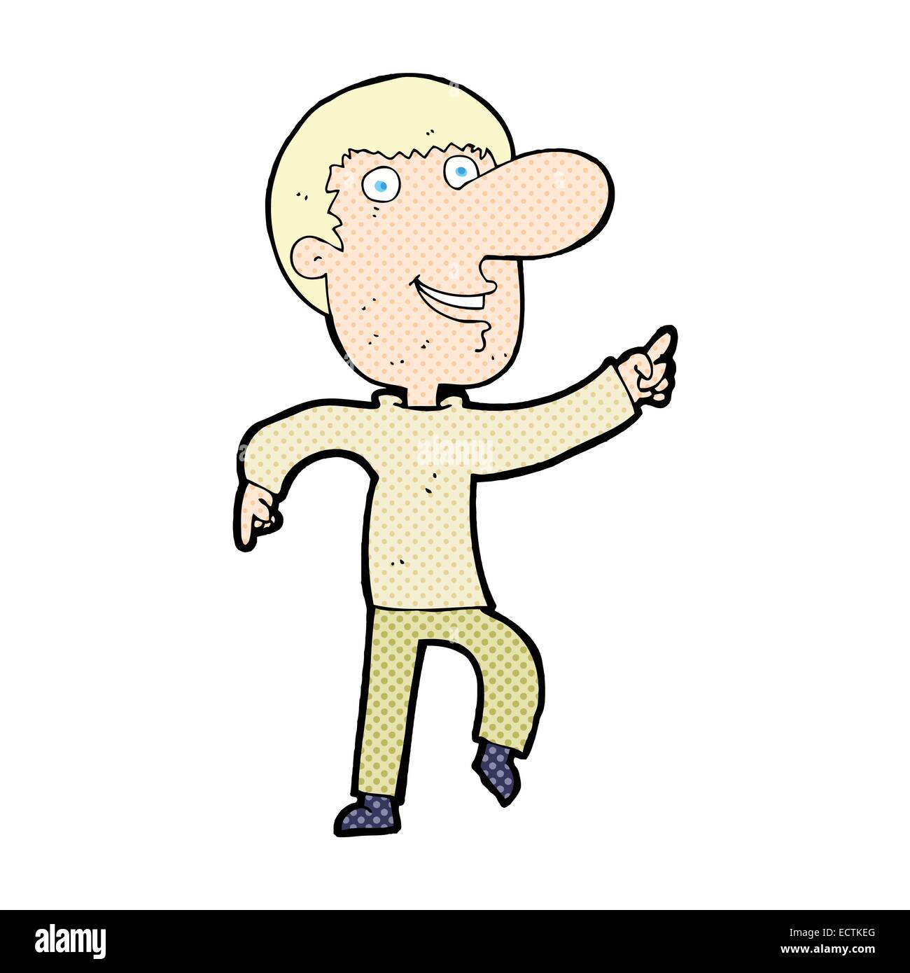 retro comic book style cartoon happy man dancing Stock Vector Image ...