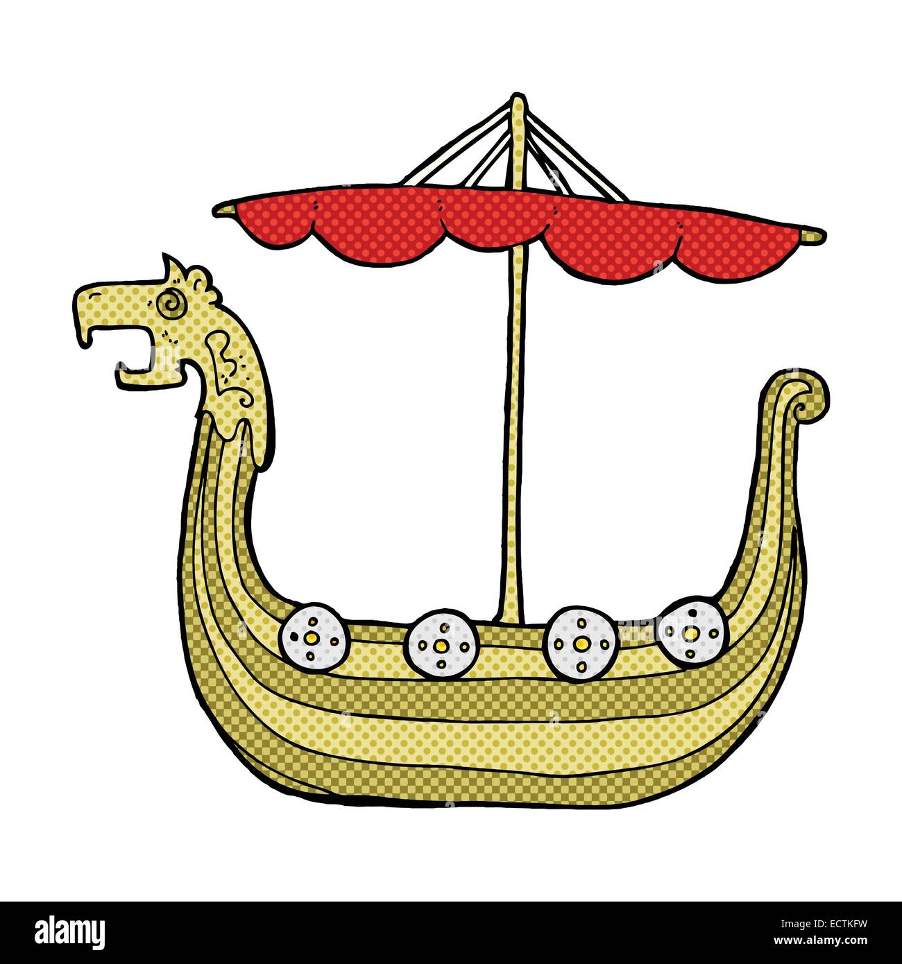 retro comic book style cartoon viking ship Stock Vector Image & Art - Alamy