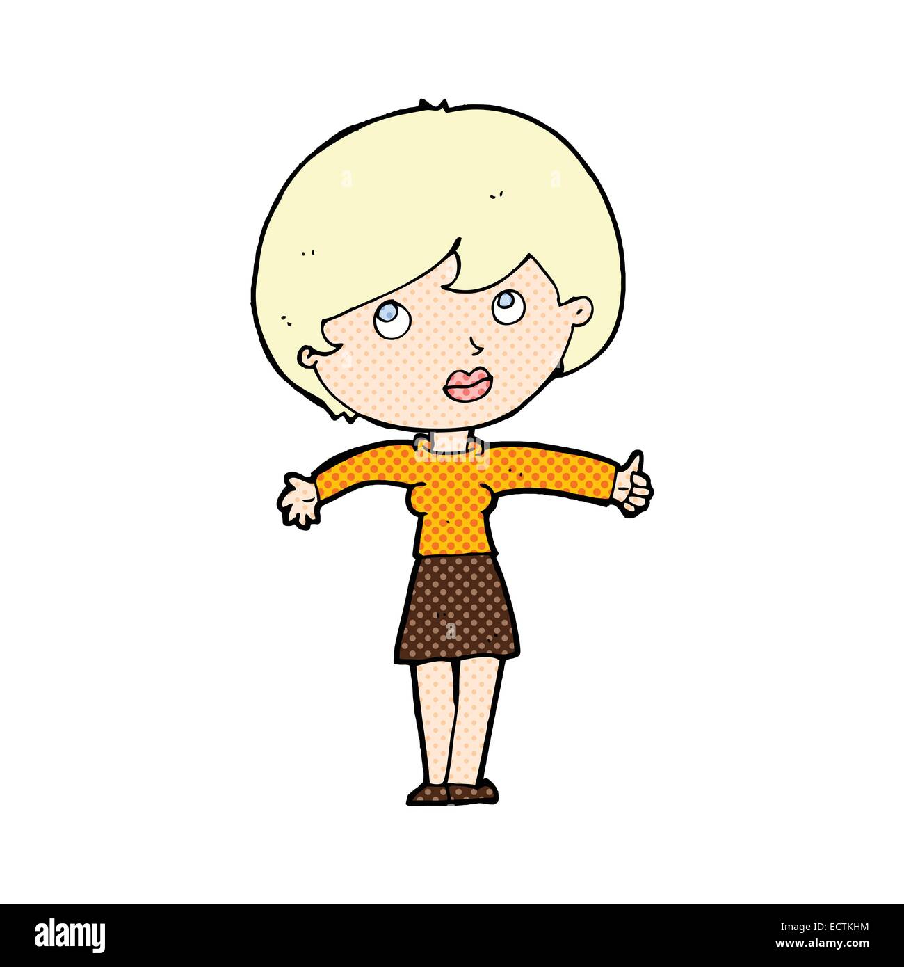 retro comic book style cartoon woman giving thumbs up Stock Vector ...