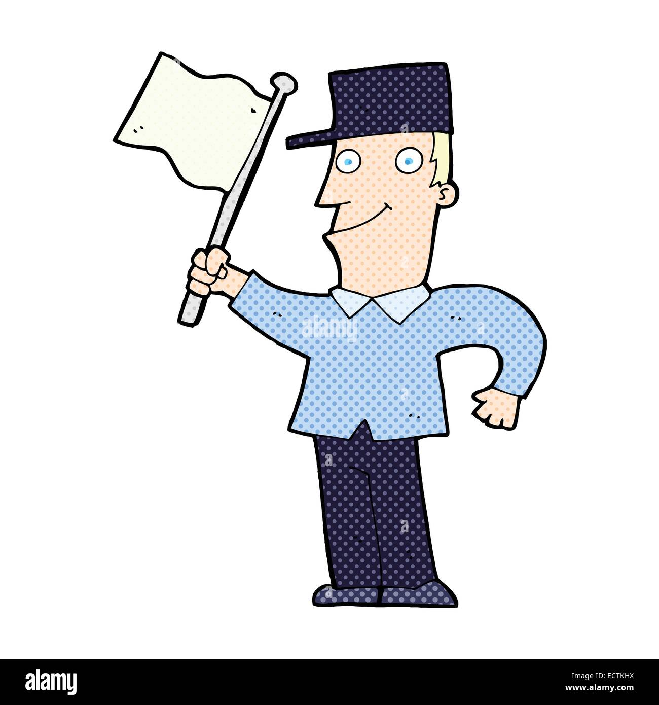 retro comic book style cartoon man waving flag Stock Vector Image & Art ...