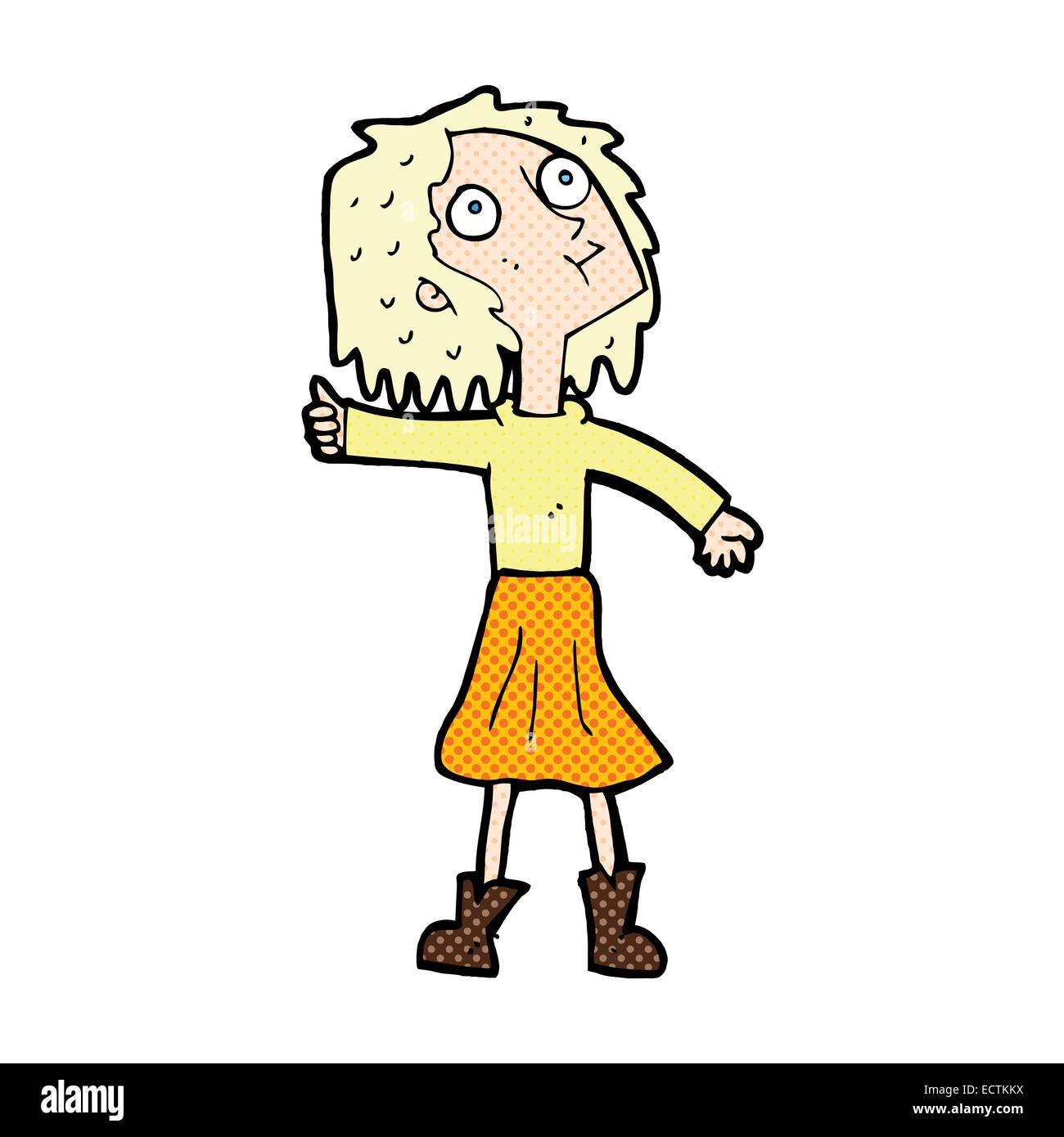 retro comic book style cartoon woman looking up to the sky Stock Vector ...