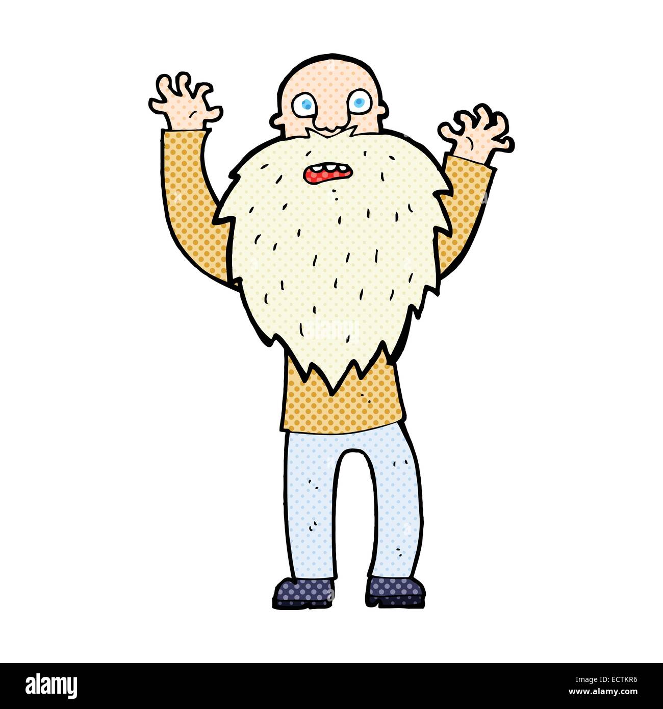 retro comic book style cartoon frightened old man with beard Stock ...