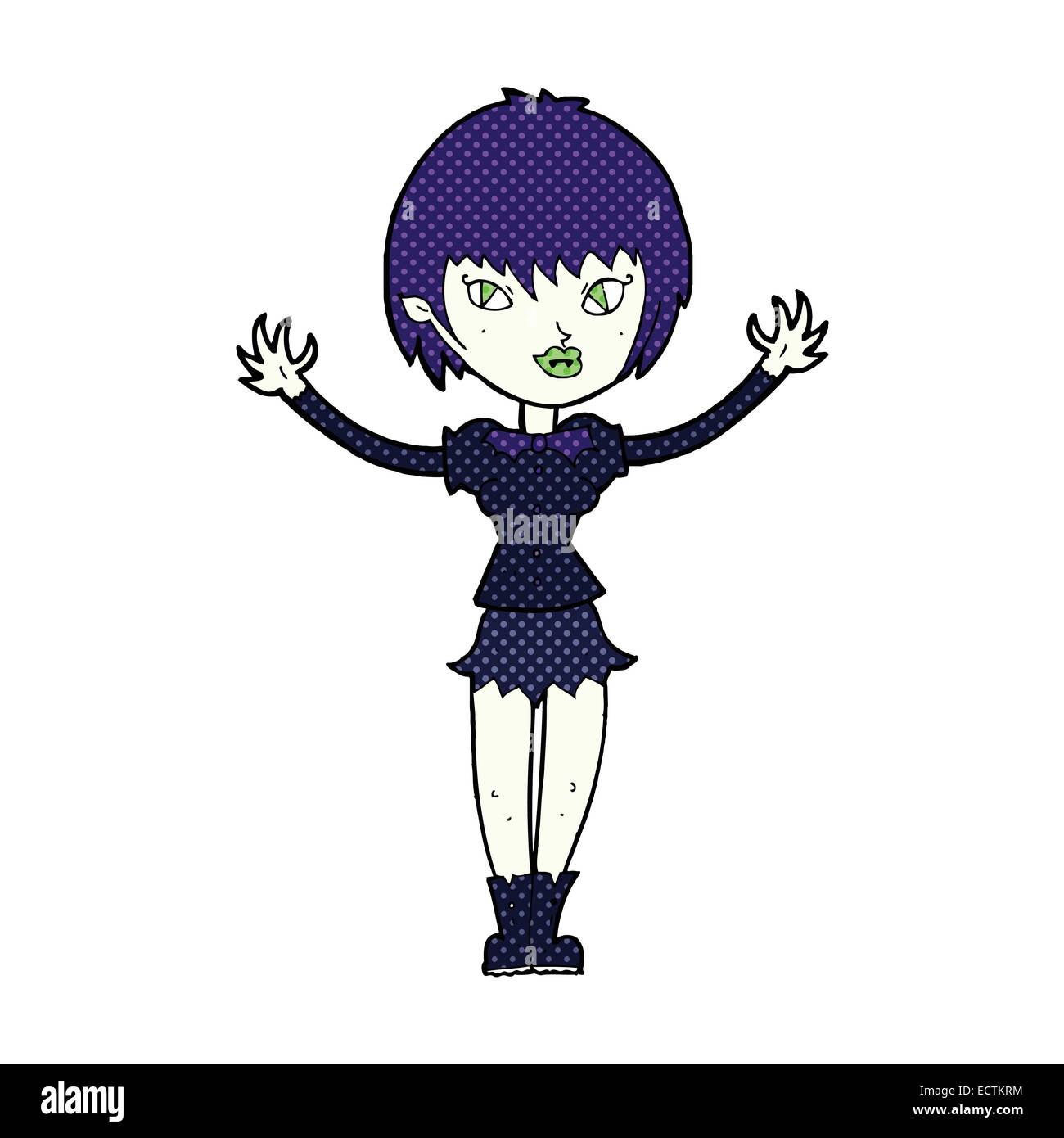 retro comic book style cartoon vampire girl Stock Vector Image & Art ...