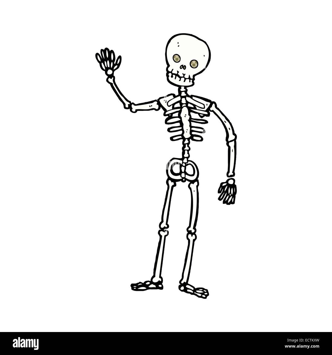 retro comic book style cartoon waving skeleton Stock Vector Image & Art ...