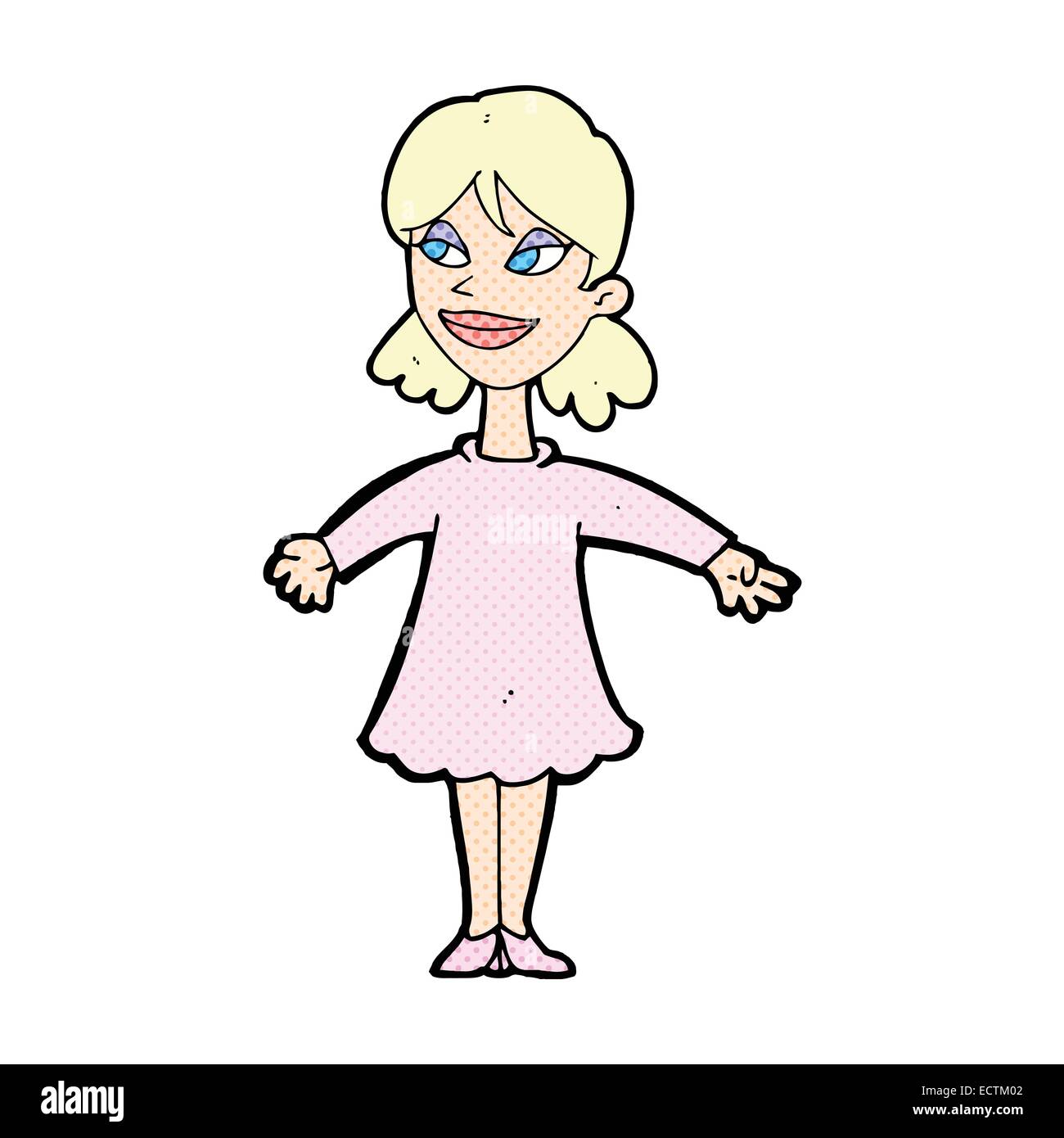 retro comic book style cartoon woman with open arms Stock Vector Image ...