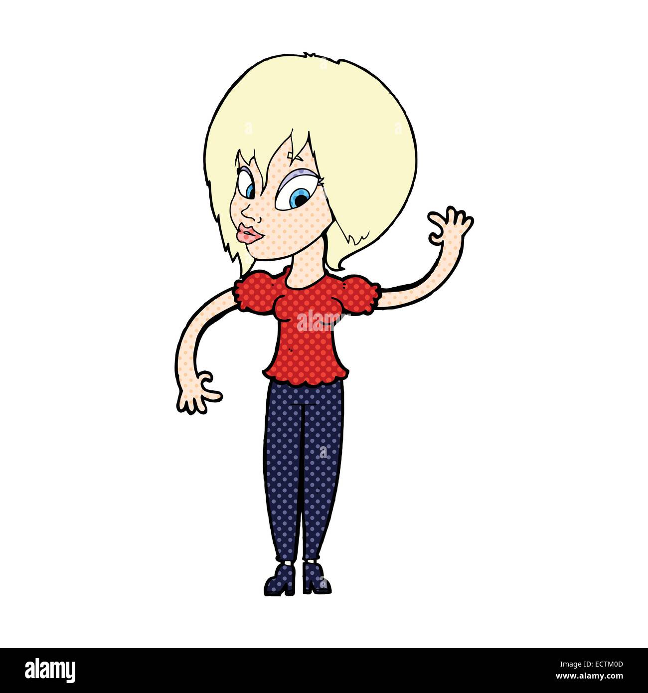 retro comic book style cartoon woman waving Stock Vector Image & Art ...
