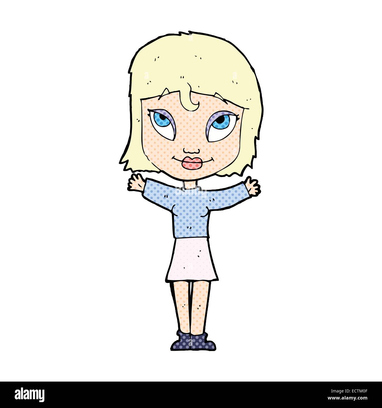 retro comic book style cartoon woman with open arms Stock Vector Image ...