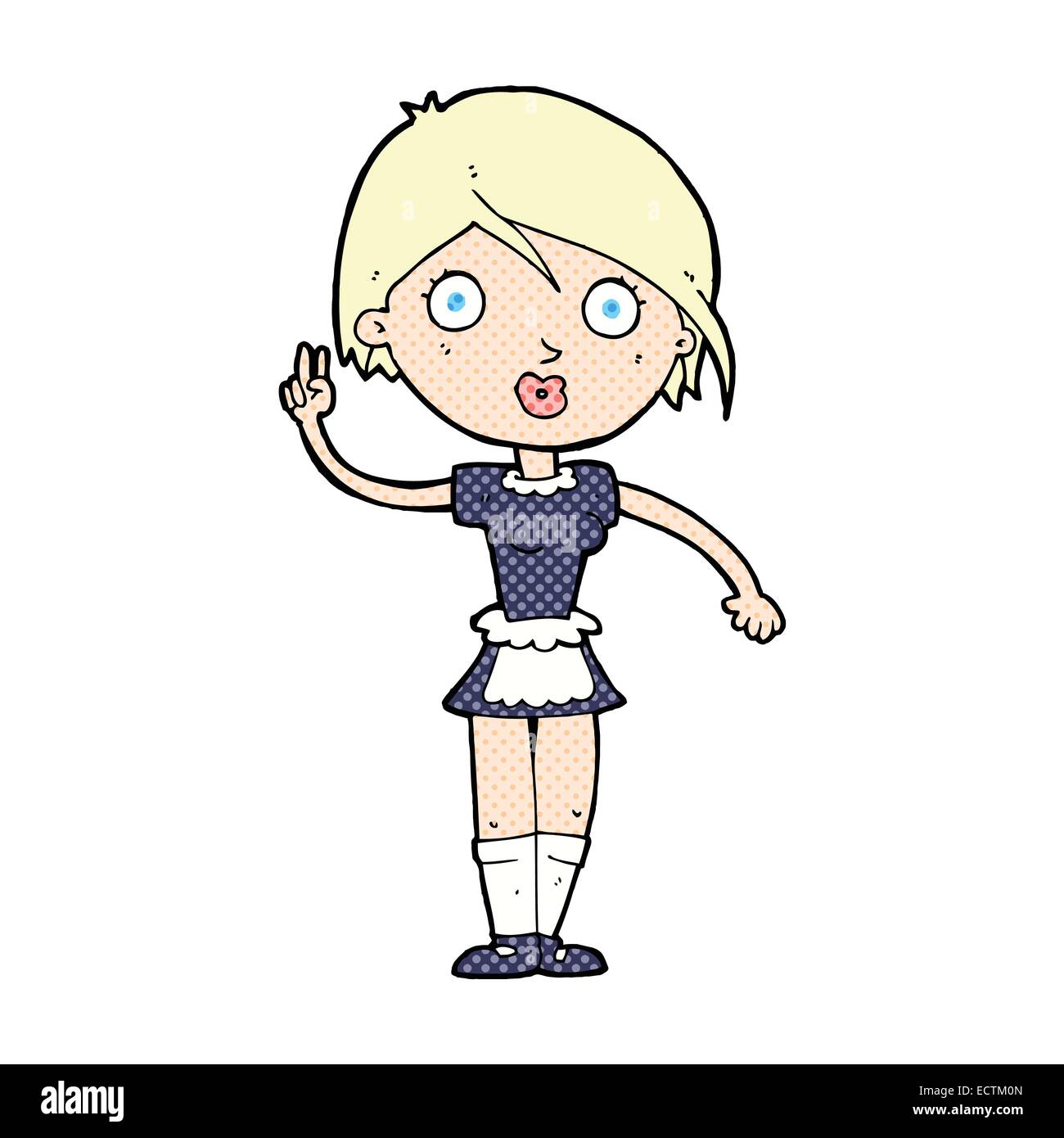 retro comic book style cartoon waitress making hand gesture Stock ...