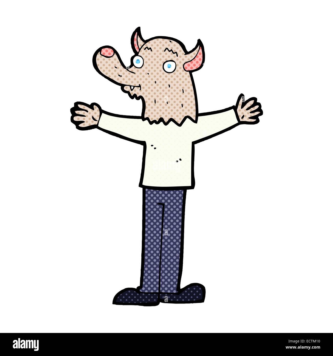 retro comic book style cartoon friendly werewolf Stock Vector Image ...