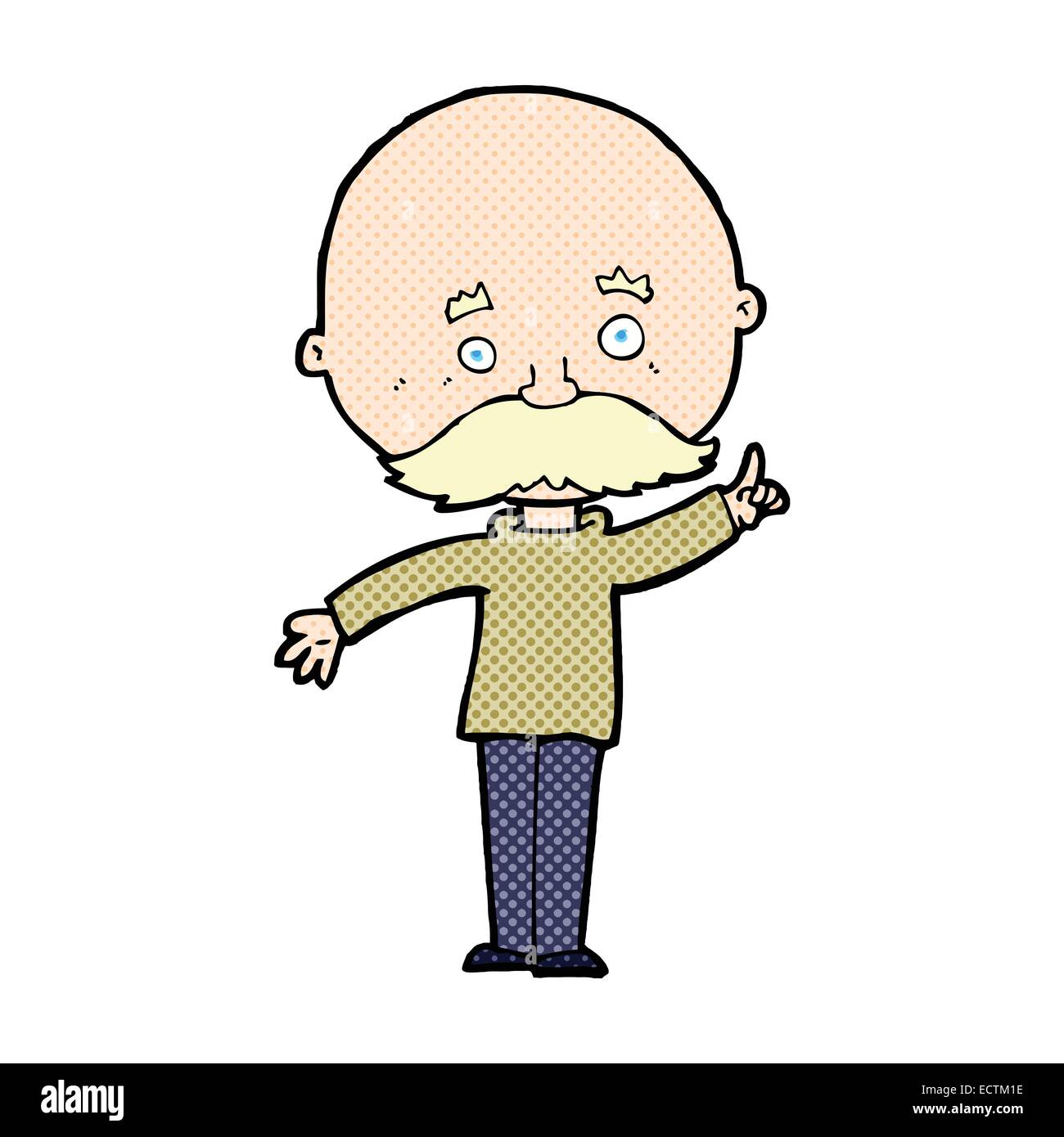 retro comic book style cartoon bald man with idea Stock Vector Image ...