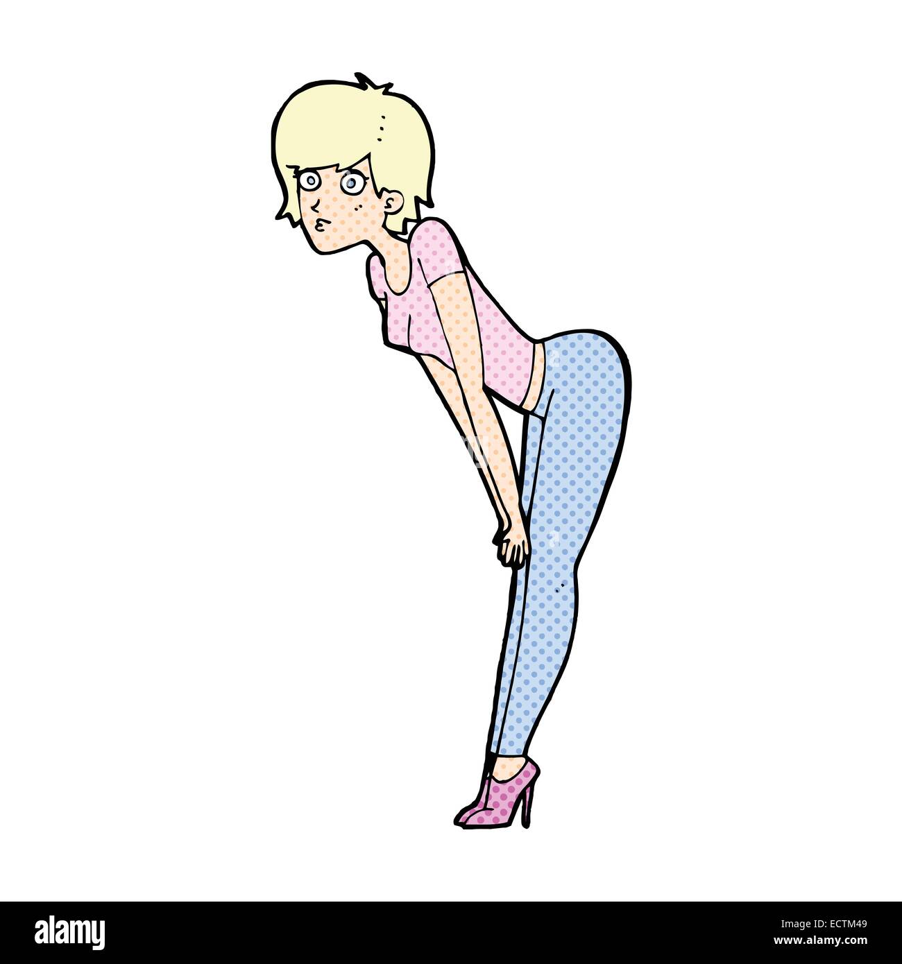 retro comic book style cartoon woman looking at something Stock Vector ...
