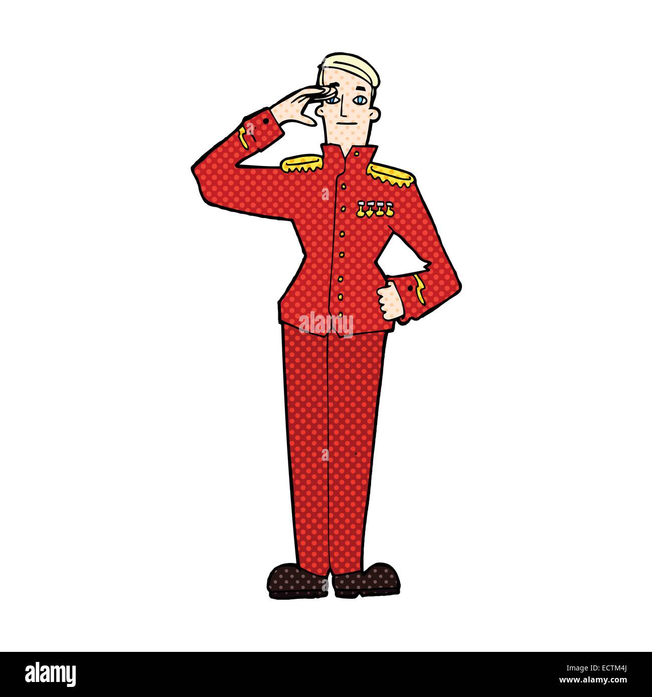 retro comic book style cartoon military man in dress uniform Stock ...