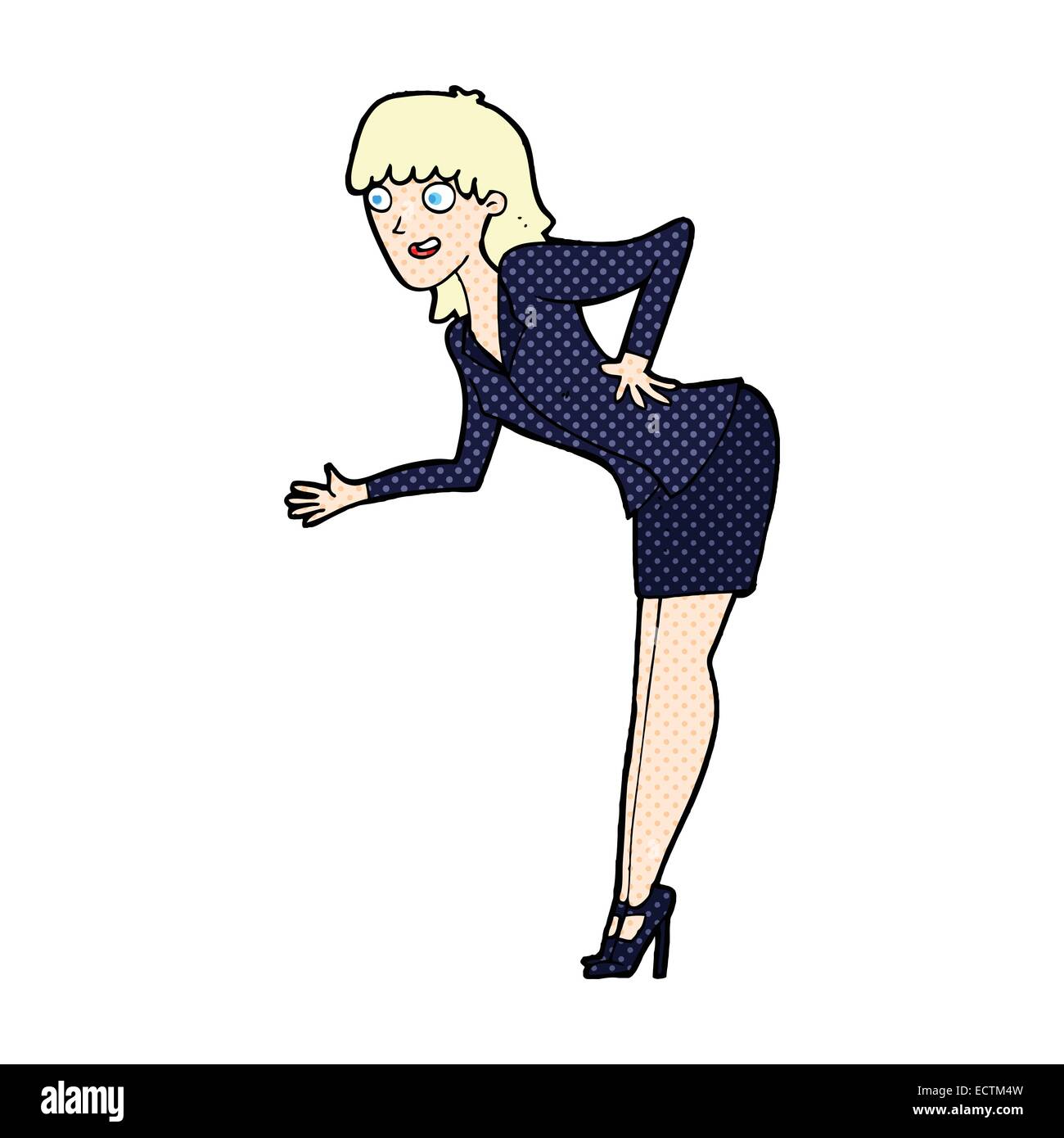 retro comic book style cartoon businesswoman explaining Stock Vector ...