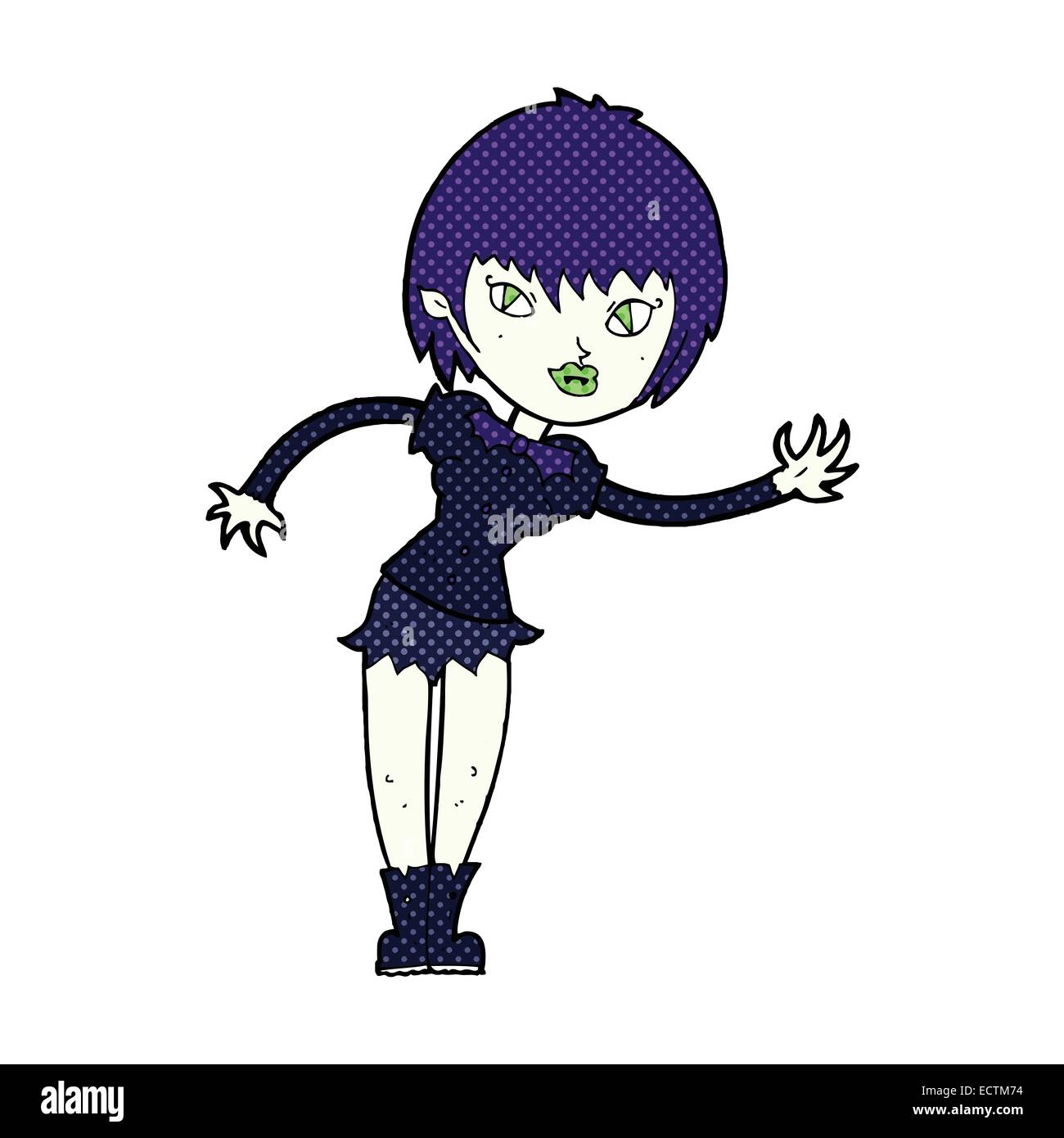 retro comic book style cartoon vampire girl welcoming Stock Vector ...
