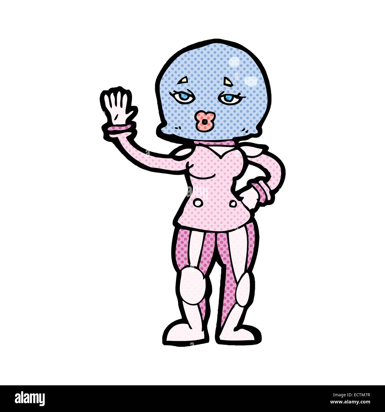 retro comic book style cartoon female astronaut Stock Vector Image ...