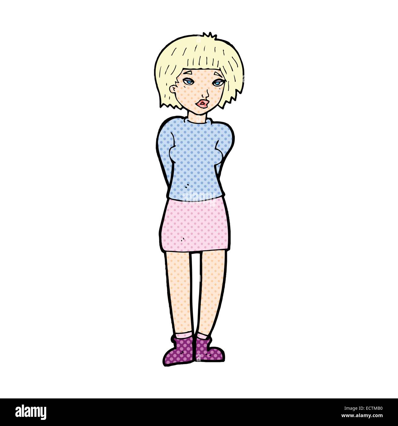 retro comic book style cartoon shy woman Stock Vector Image & Art - Alamy
