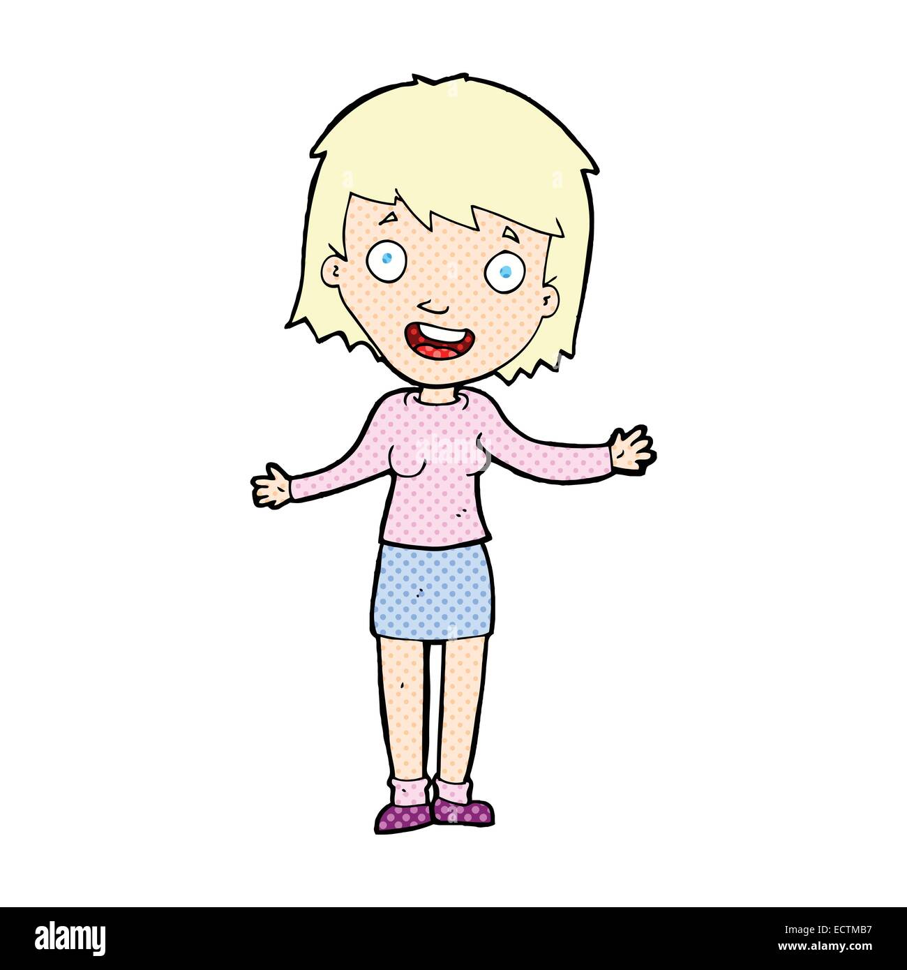 retro comic book style cartoon excited woman Stock Vector Image & Art ...